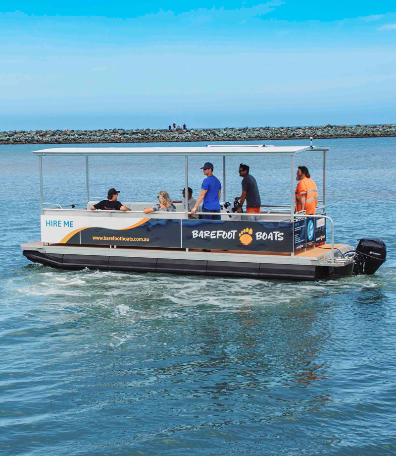 Pontoon BBQ Boat Hire in Harrington | Barefoot Boats